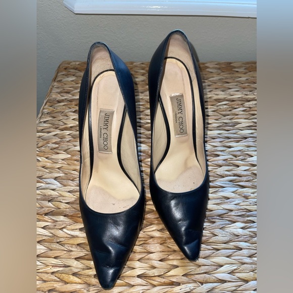 Jimmy Choo | Shoes | Authentic Jimmy Choo Black Leather Pump 0m Heel ...